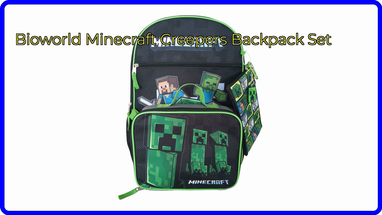 REVIEW (2024): Bioworld Minecraft Creepers Backpack Set. ESSENTIAL ...