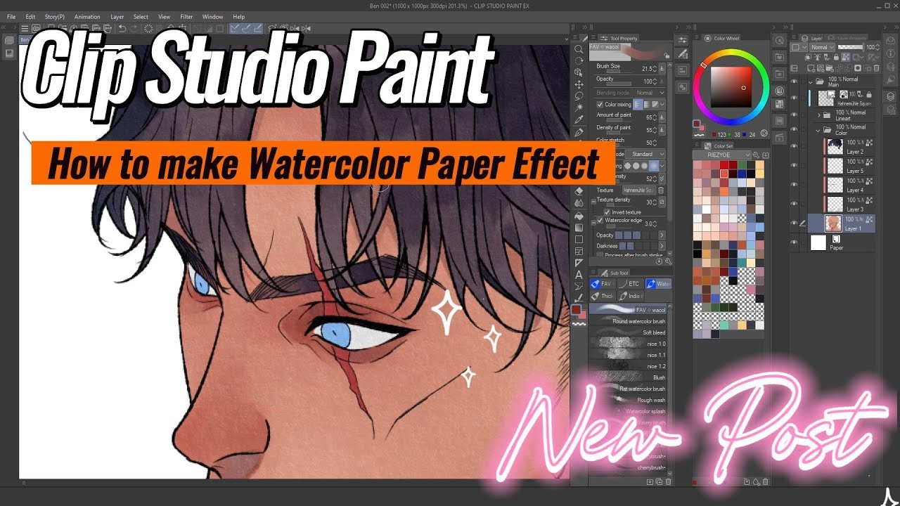How to Create a Watercolor Paper Effect in Clip Studio Paint - YouTube