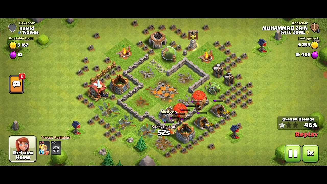 I won the attack by sending only three troops in CLASH of CLANS (COC ...