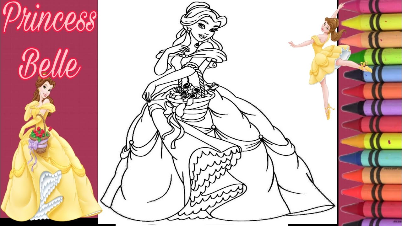 Let's Colour Princess Belle For kids/👑 Coloring princess belle/coloring ...