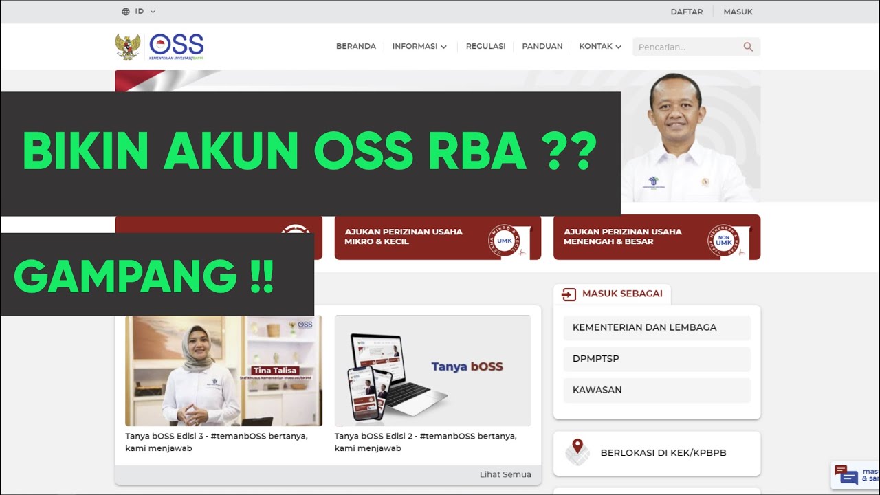 Cara membuat akun OSS RBA untuk Badan Usaha | UMK - YouTube