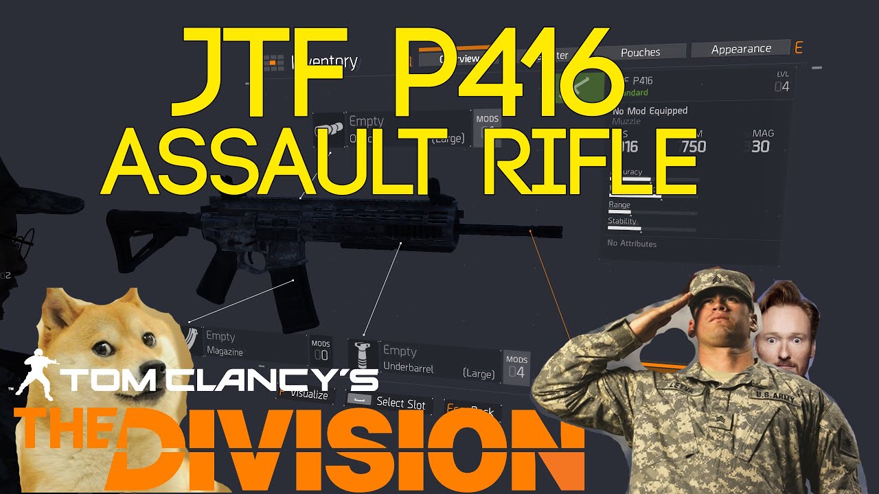 The Division Weapons - JTF P416 Assault Rifle Showcase - YouTube