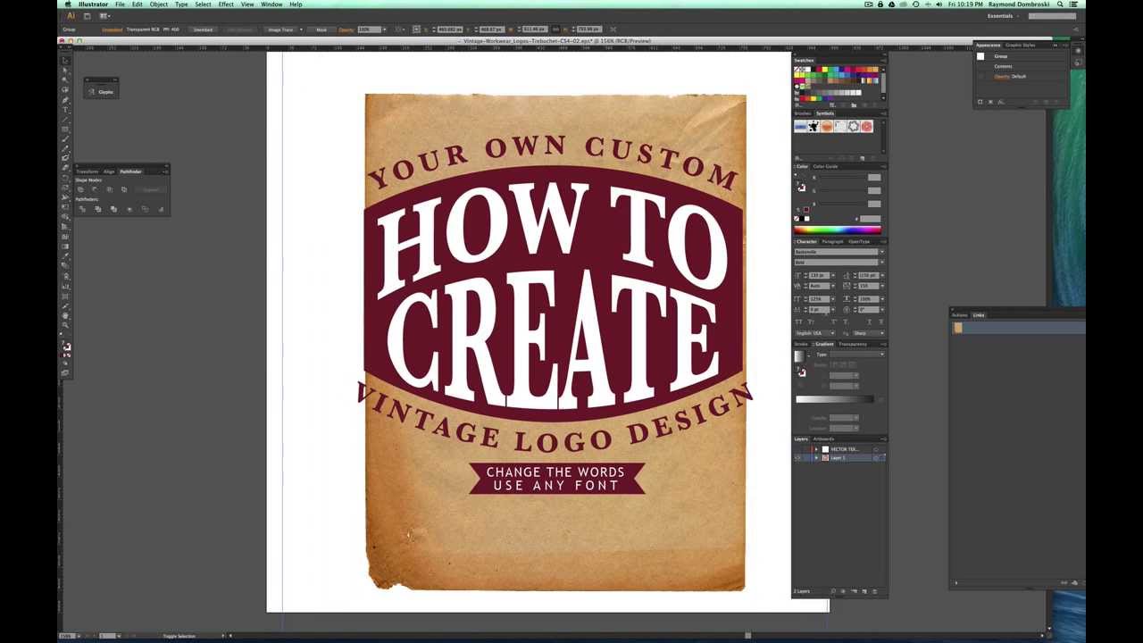 How to Make a Vintage Logo in Adobe Illustrator - YouTube