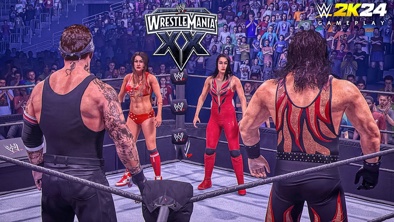 Brothers Vs Sisters Wwe 2k24 Undertaker And Kane Vs Brie Bella And Nikki