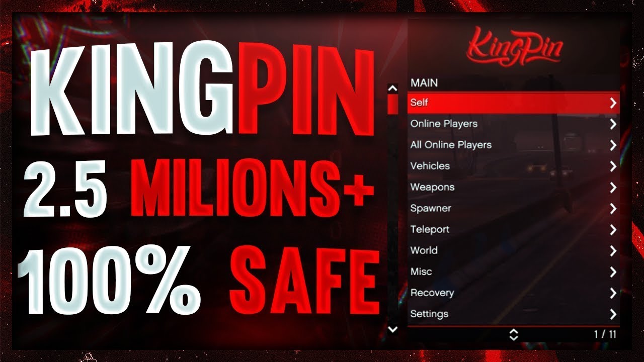 GTA V MOD MENU - KINGPIN NEW UPDATE - 2.5 MILIONS + - 1.53 - UNDETECTED ...