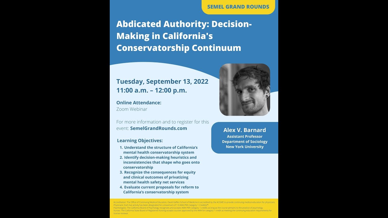 Semel Grand Rounds, 2022-09-13, Dr. Alex Barnard - YouTube