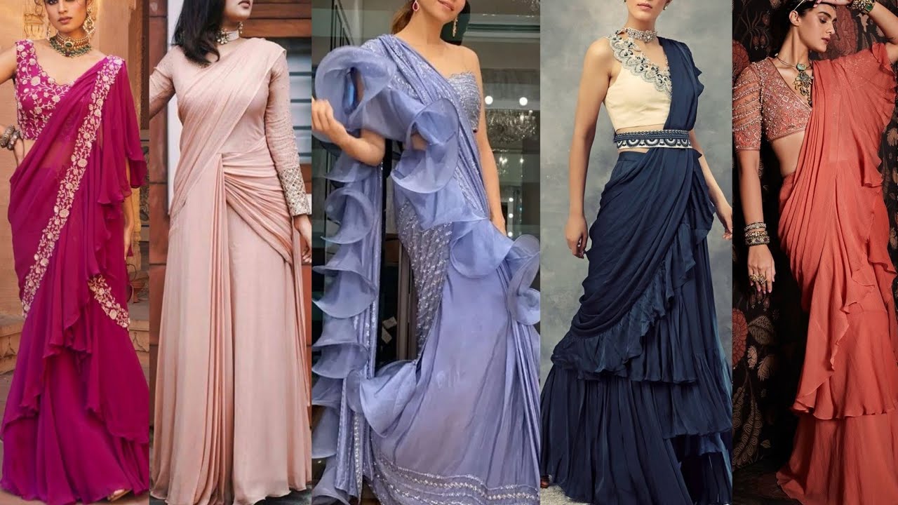 Ruffle Saree Design Ideas | How To Wear Saree In Modern Style | Ruffle ...