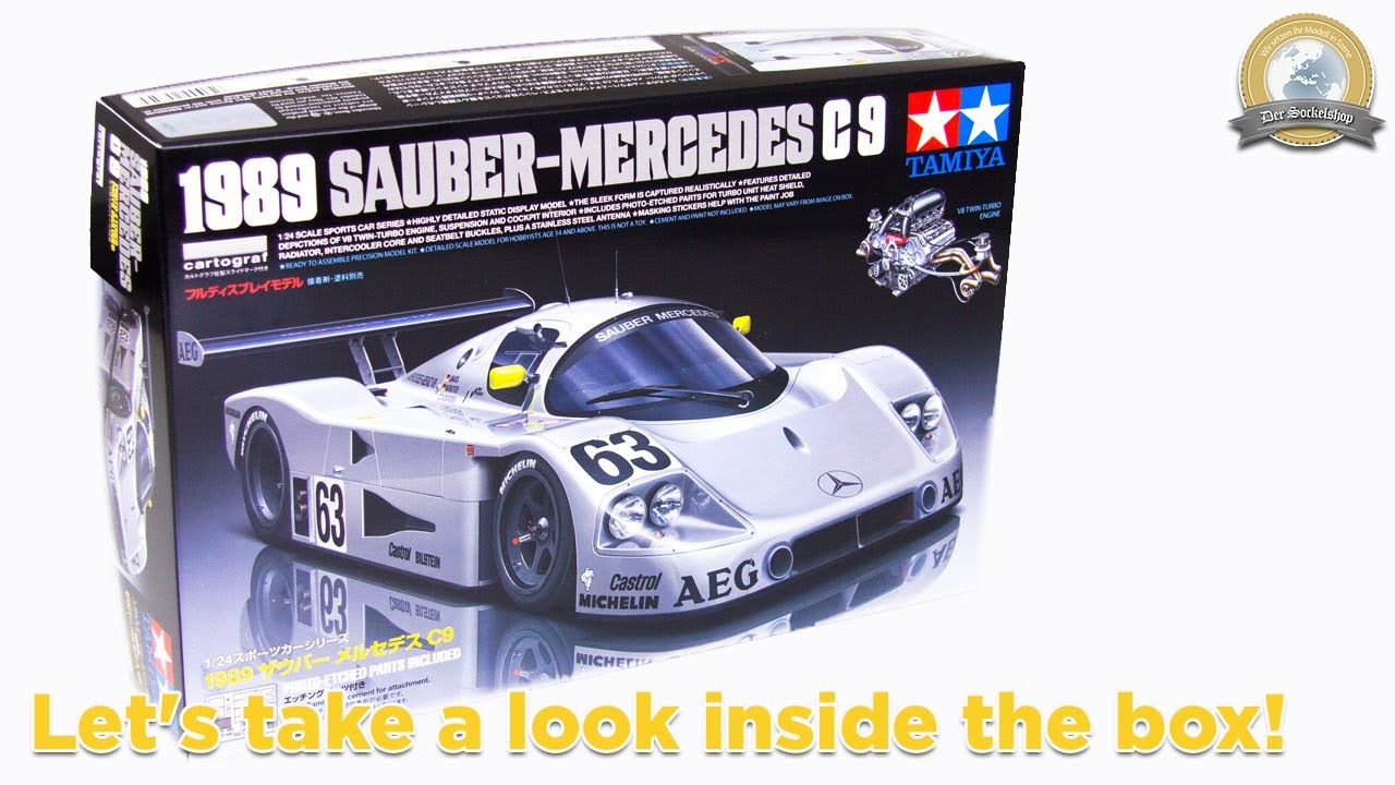Tamiya 24359 - 1989 Sauber-Mercedes C9 - Blick in die Schachtel - YouTube