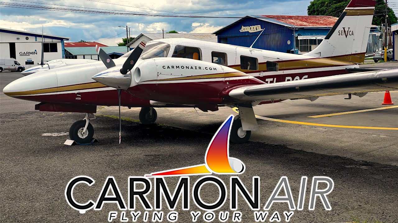 CarmonAir Charter Piper Seneca V Start Taxi and Takeoff - YouTube