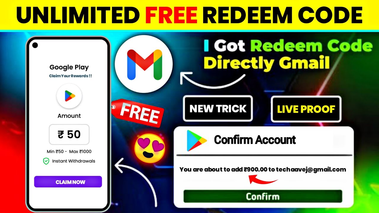 (Live) Playstore Free Redeem Code Earning App | Google Play Free Redeem Code App | Free Redeem ...