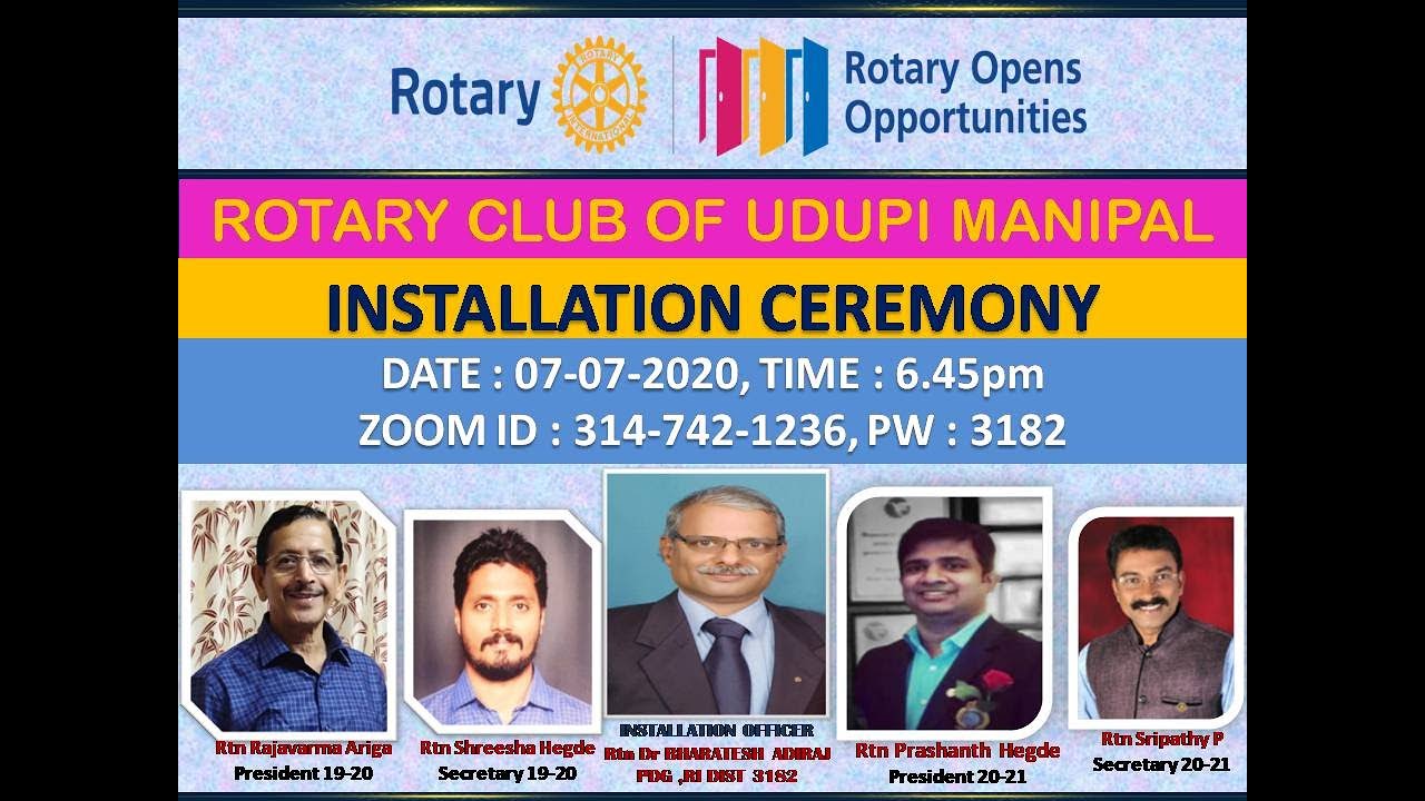 62nd Installation of Team 2020-21 Rotary Club Udupi Manipal - YouTube