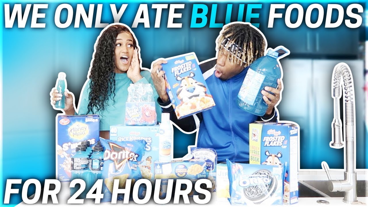 We Only Ate BLUE FOODS For 24 HOURS!! (IMPOSSIBLE CHALLENGE) - YouTube