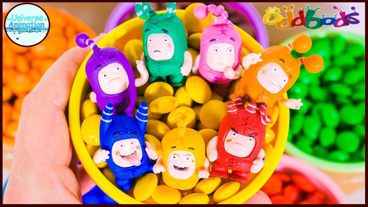 Learn the colors with Oddbods Toys inside of m&m's candy Cups Pogo Fuse ...