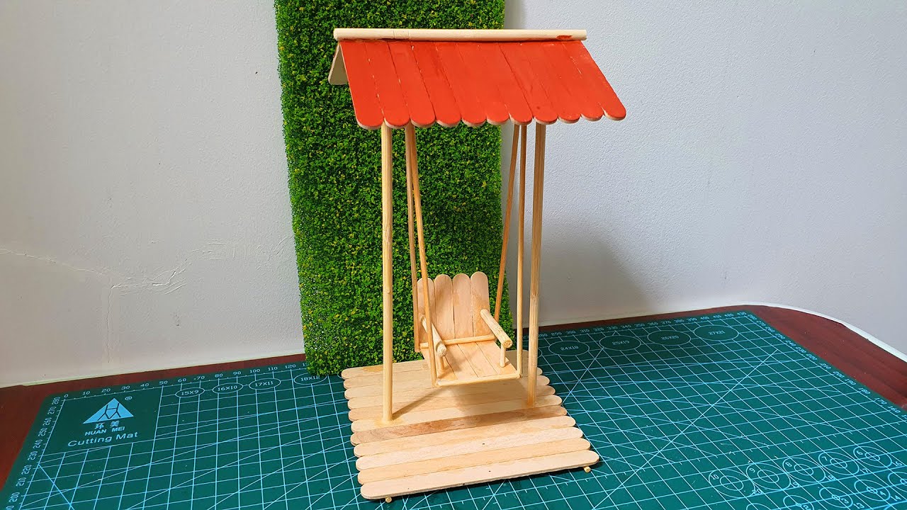 How to Make Mini Popsicle Stick Swing - Crafting and Building - YouTube