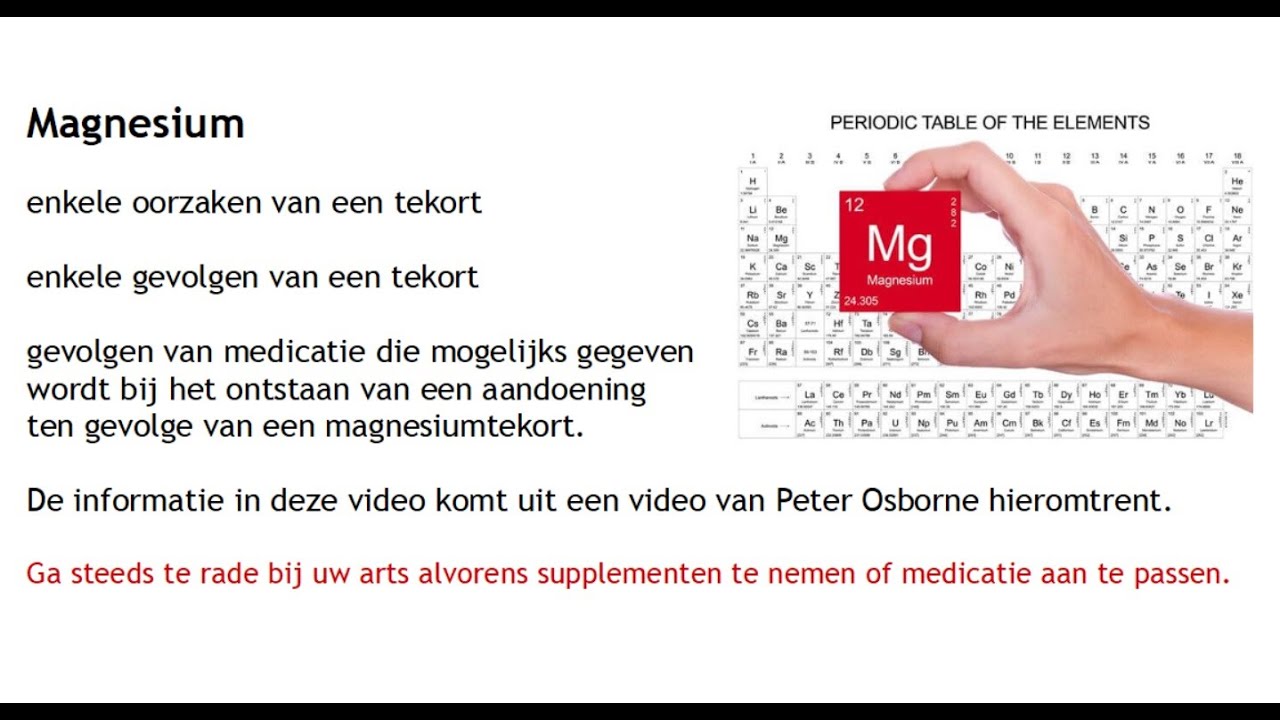 MAGNESIUM - enkele redenen en gevolgen van een tekort eraan. - YouTube