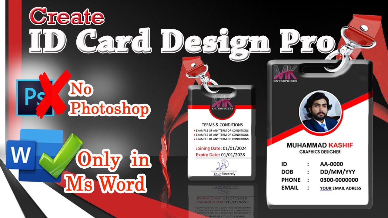 How To Make Identity Card Design in Ms Word | How to Make Student Id ...