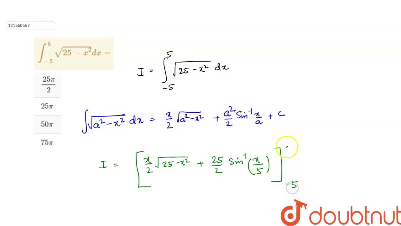 int 5 5 sqrt 25 x 2 dx YouTube int 5 5 sqrt 25 x 2 dx YouTube