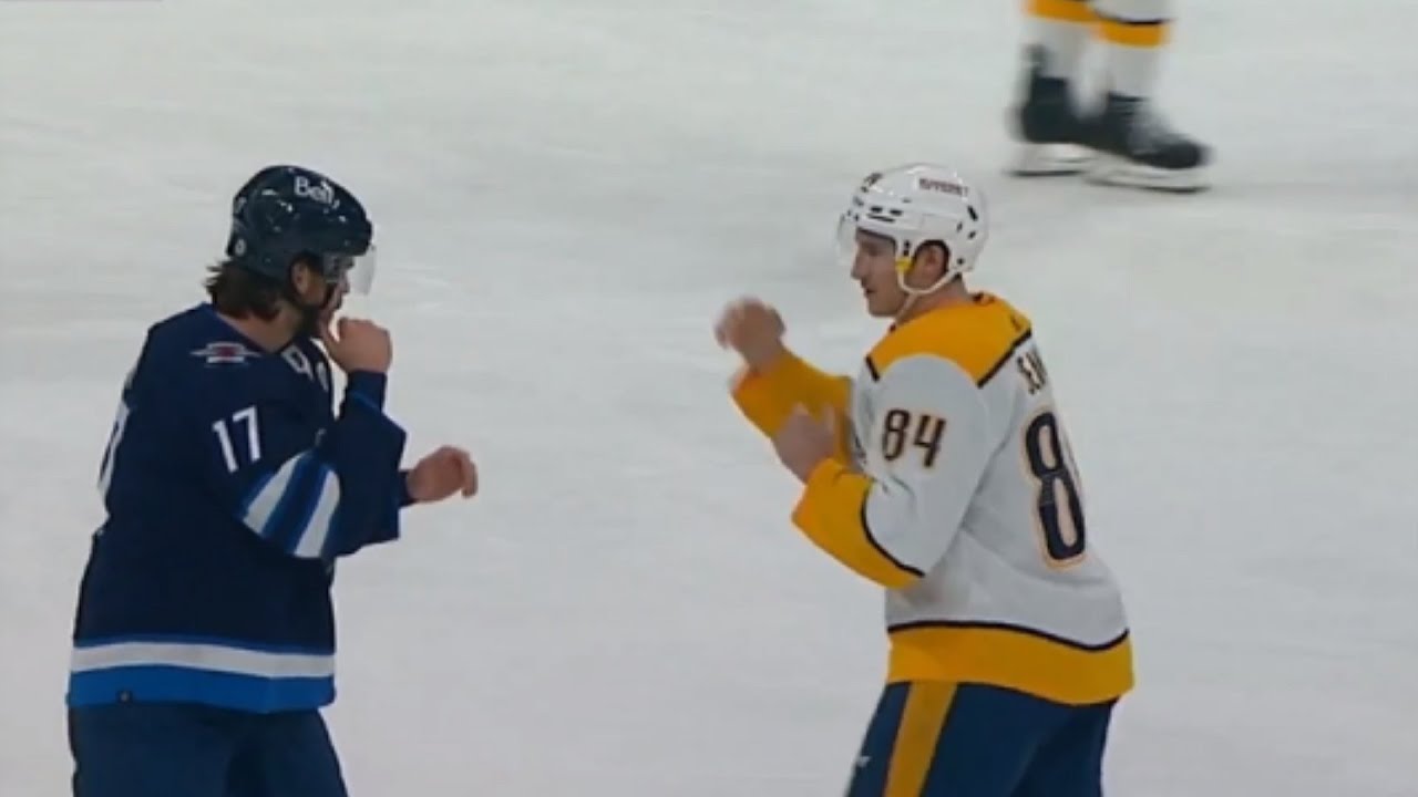 Adam Lowry And Tanner Jeannot Drop The Gloves After Jeannot Hits Nate ...