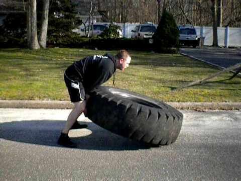 200lbs+ tractor tire flip - YouTube