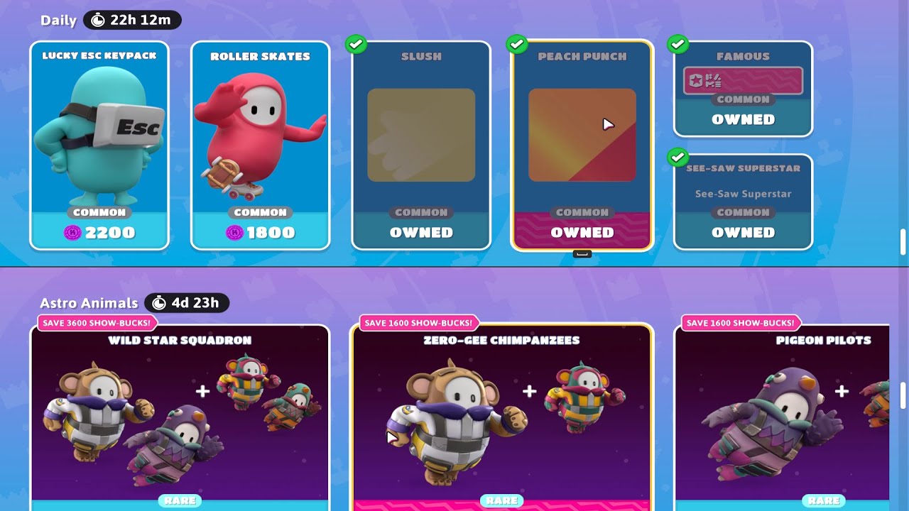 *NEW* Fall Guys SS4 Itemshop - Astro Animals & Daily Kudos Items - YouTube