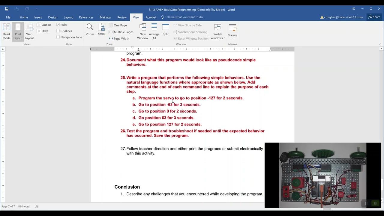 Activity 3.1.2 Basic Outputs Programming - Part 4 Controlling a Servomotor (VEX Cortex) - YouTube