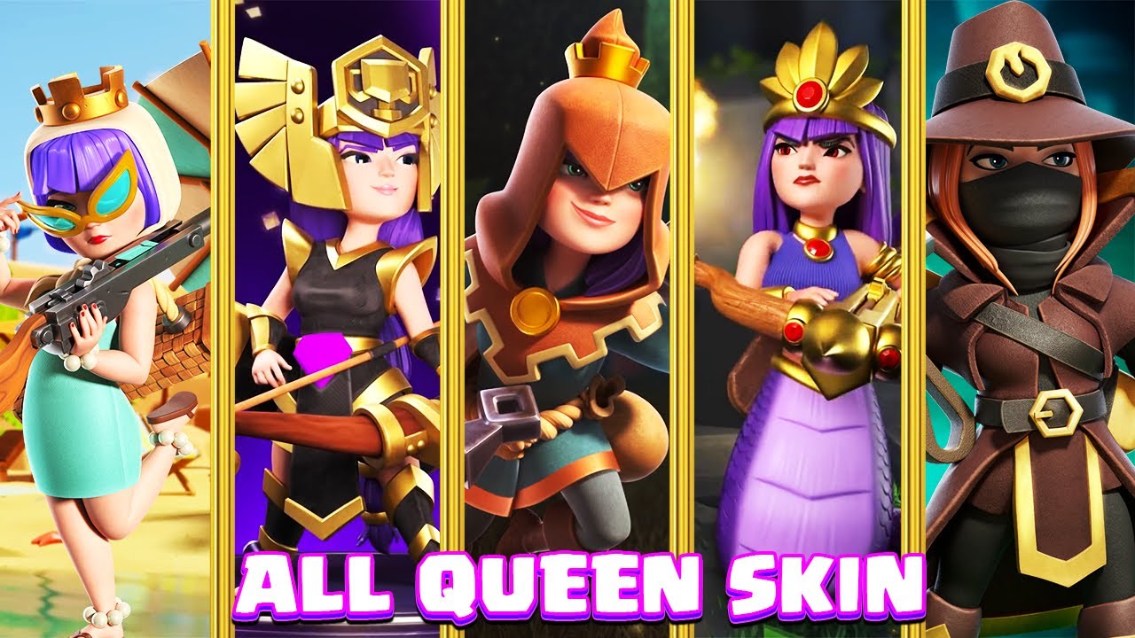 All Archer Queen Skins Animation 👑 - Clash of Clans Animation - YouTube