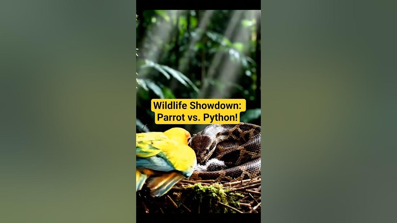 Brave Parrot Battles Python to Save Baby Bird! #ytshorts #shorts # ...