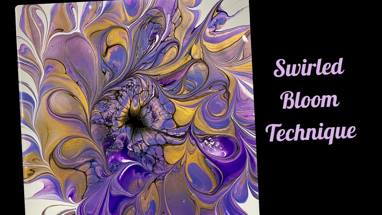 (1164) Awesome Modified Bloom Technique~Paint Pouring🖤💜🧡 - YouTube