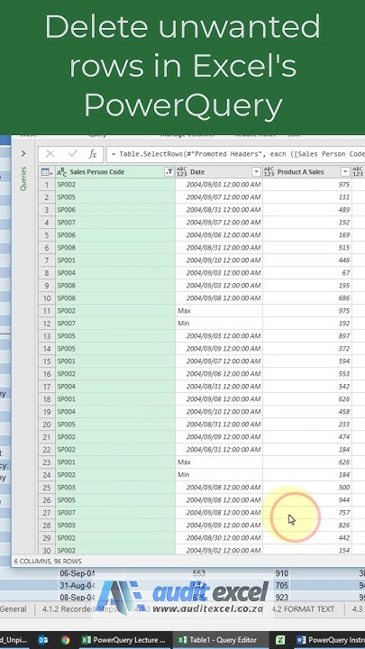 Remove unwanted rows with Power Query in Excel - YouTube