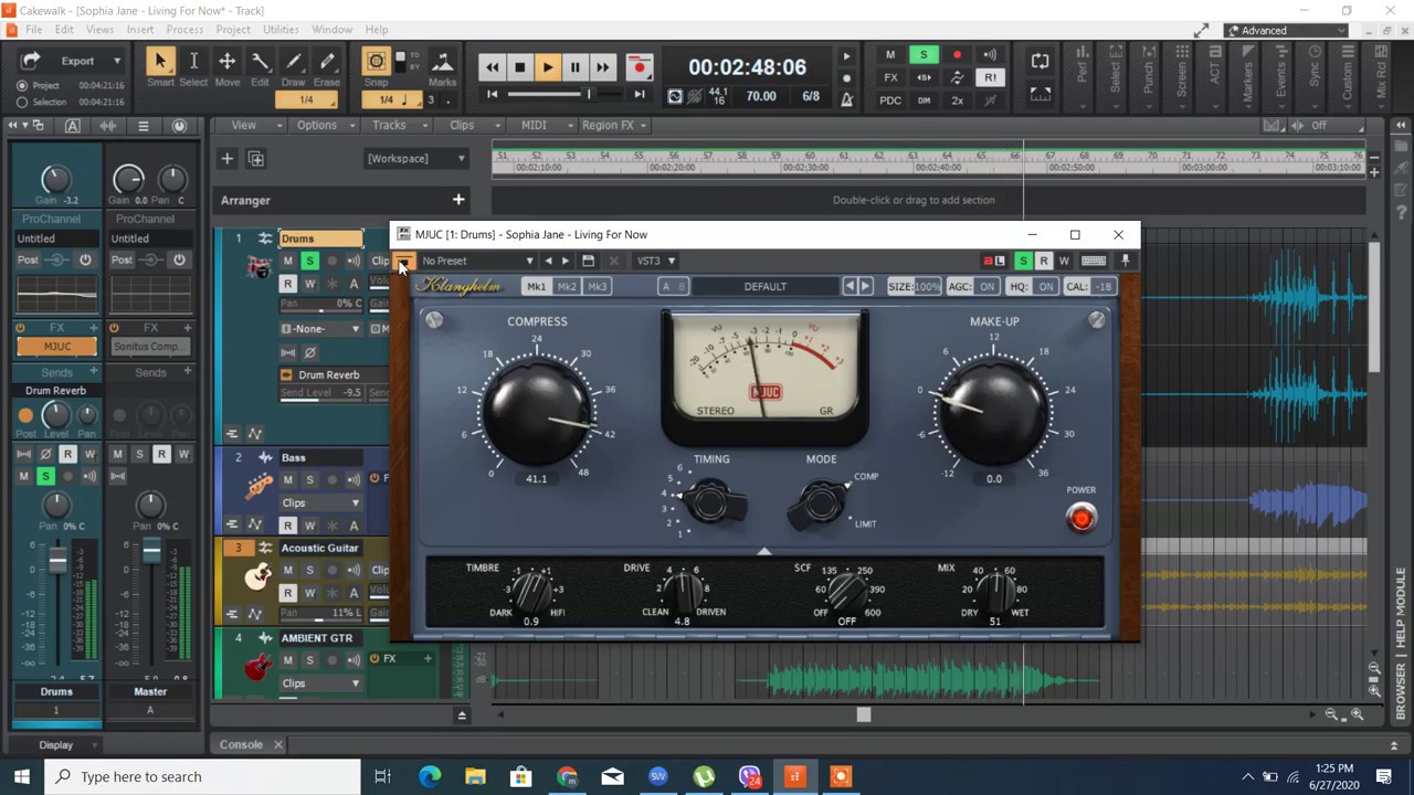 Klanghelm MJUC (amazing plugin ) on drums - YouTube