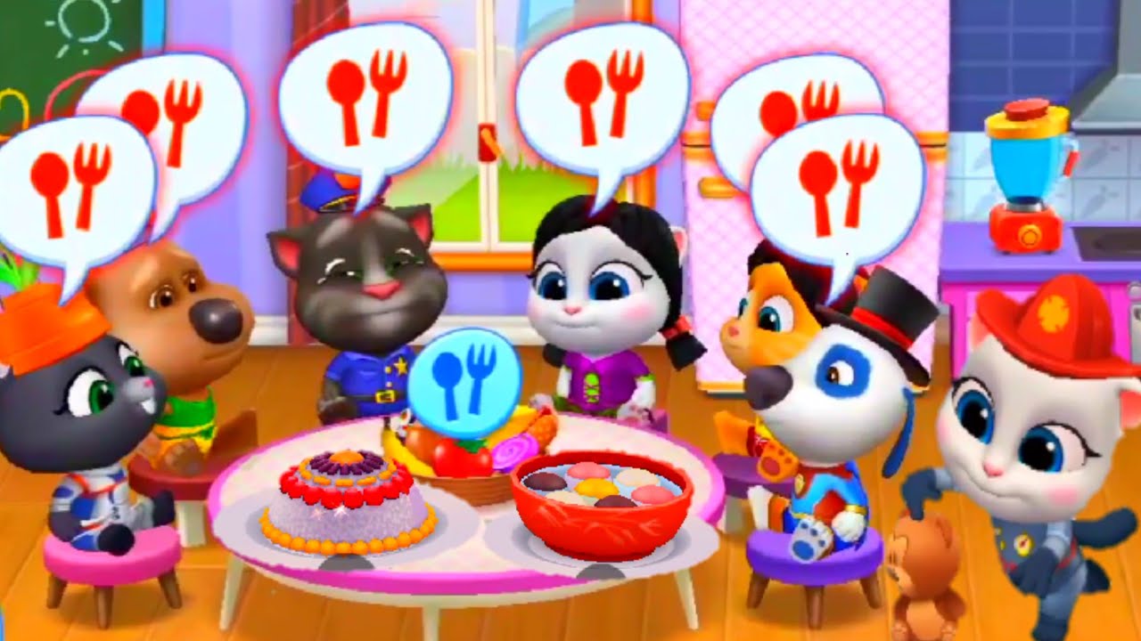 My Talking Tom and his friends ate breakfast cartoon gameplay part 548 ...