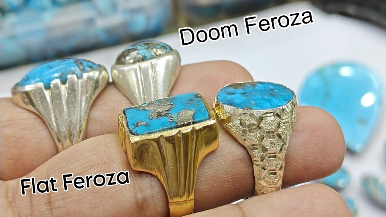 2 Types Of Feroza | Flat Feroza Silver Rings | Feroza Gemstones in ...