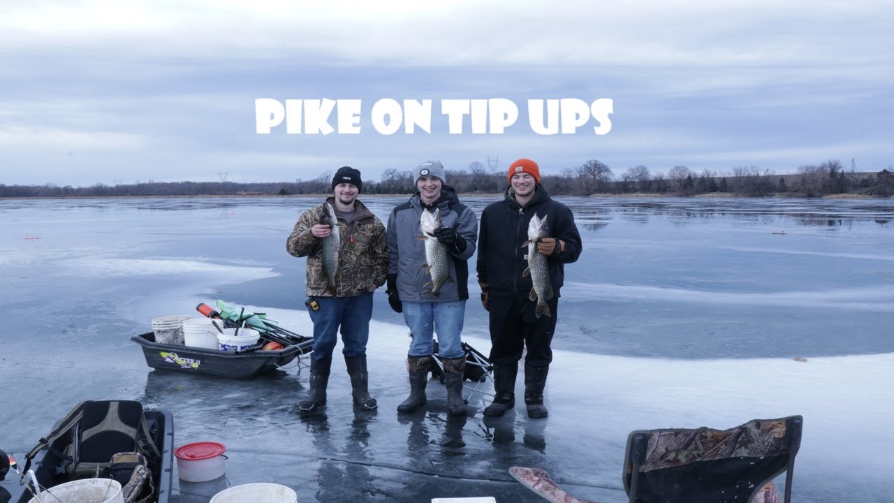 Minnesota Early Ice Pike on Tip Ups - YouTube