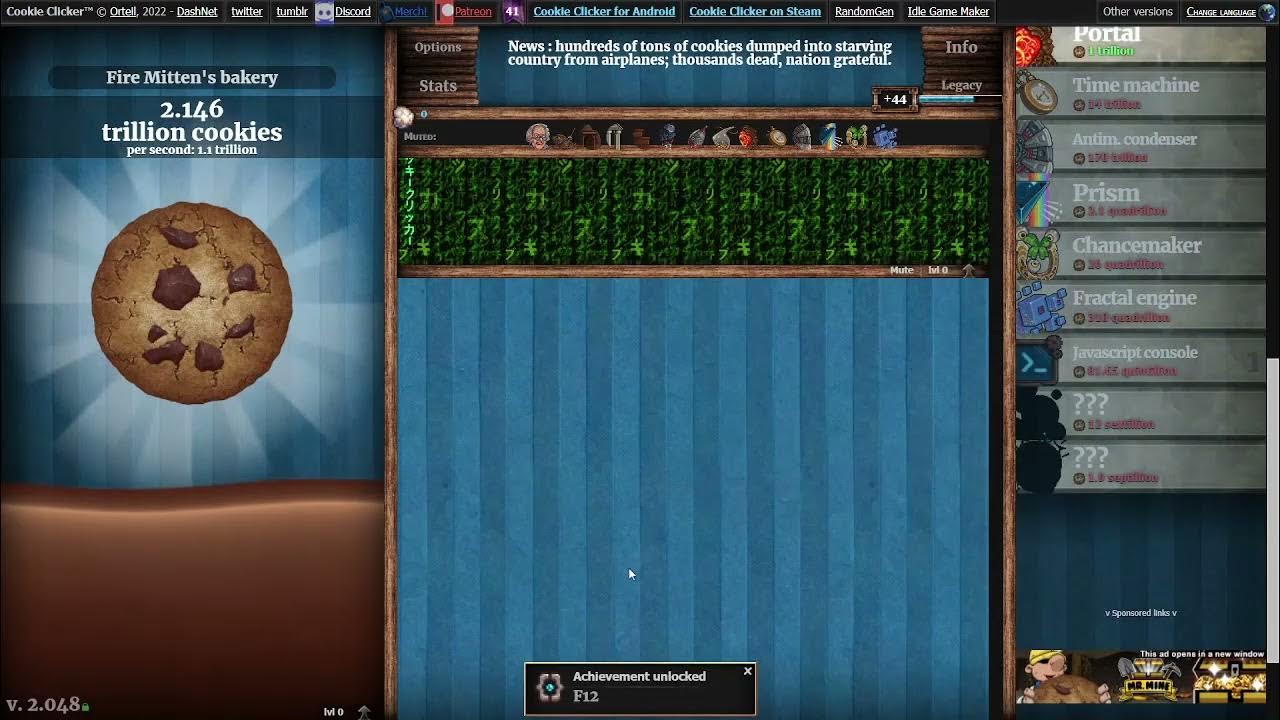 Cookie clicker F12 - YouTube