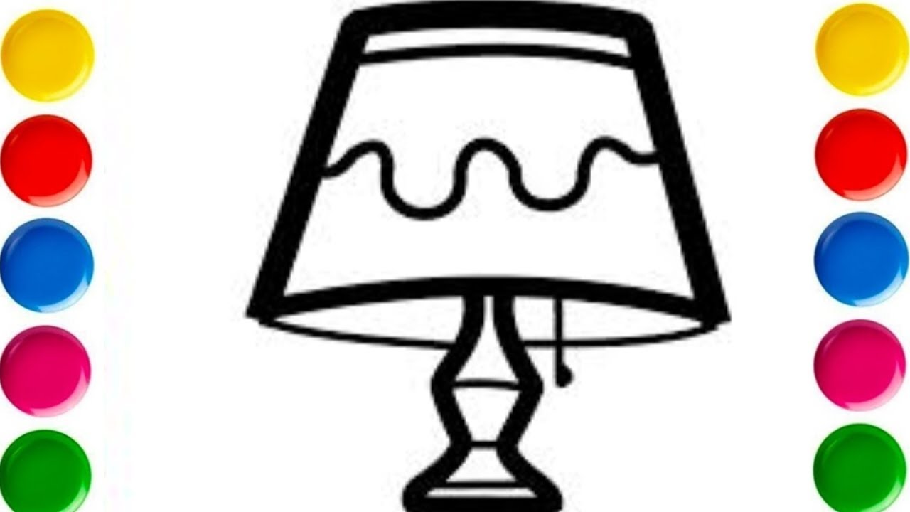 Lamp Drawing For Kids | Painting and coloring table lamp | How to draw ...