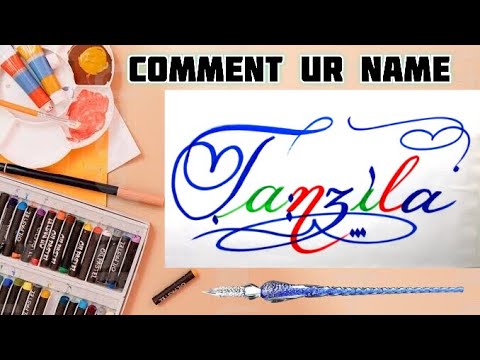Tanzila Name Signature Calligraphy Status | How to Draw, Cursive ...
