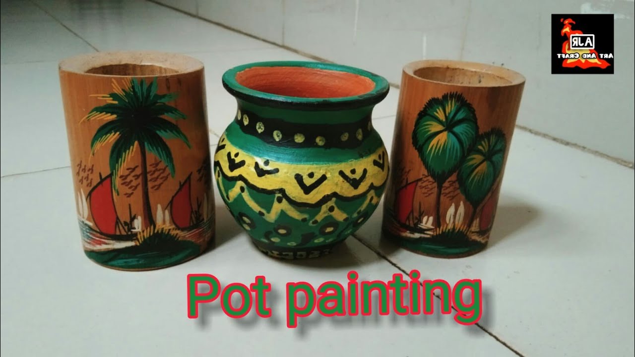 Pot Painting || For Beginners || pot silpo | Simple Easy Design With ...