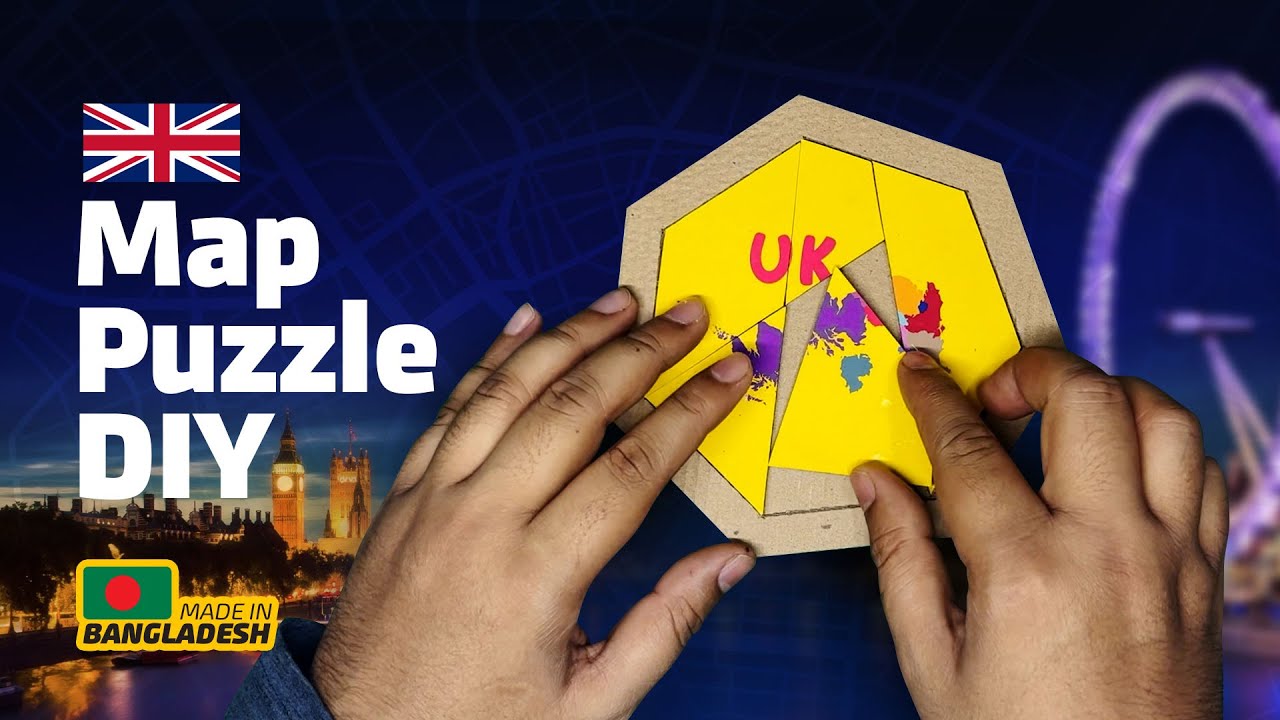 How to Make Map Puzzle (UK) using cardboard DIY - YouTube