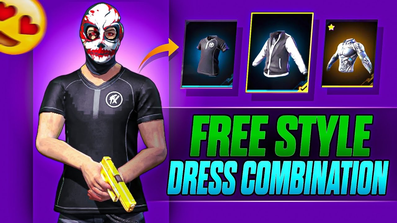 New Free style😍dress combination Like M1NX😎FF Token Dress Combination💪New Black T shirt Dress up ...