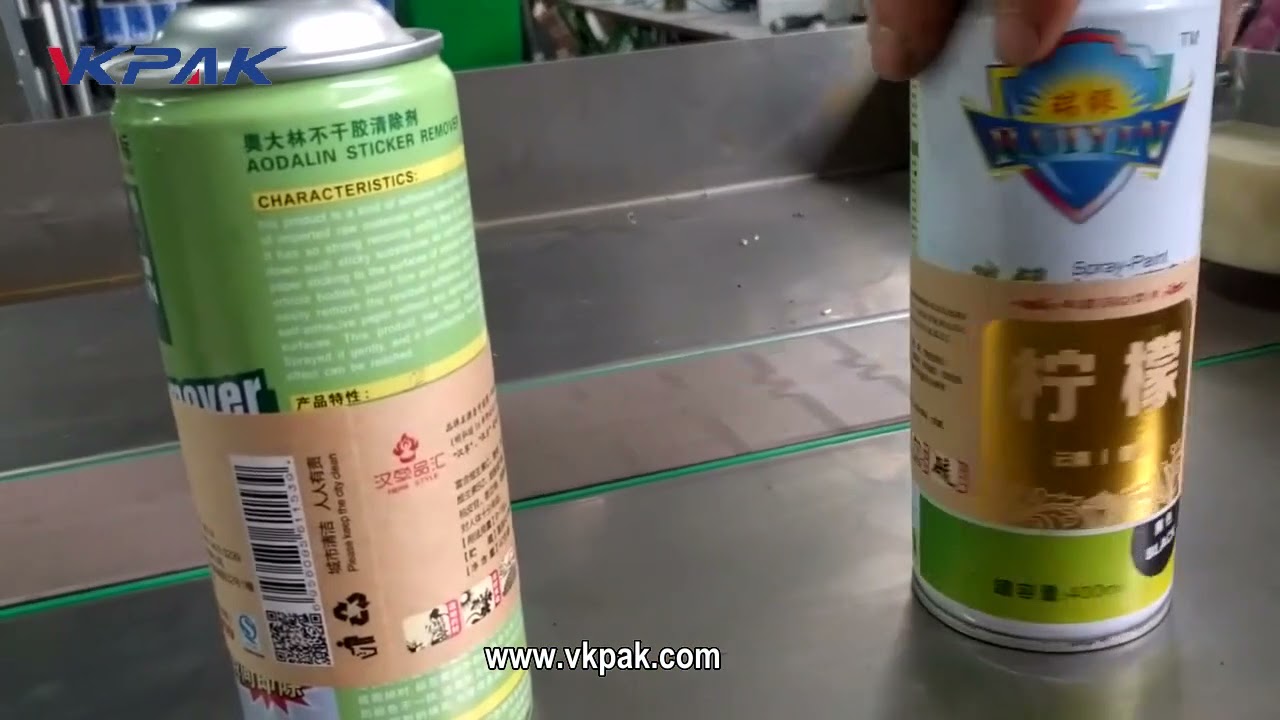 Automatic Aerosol Can Tin Labeling Machine - YouTube