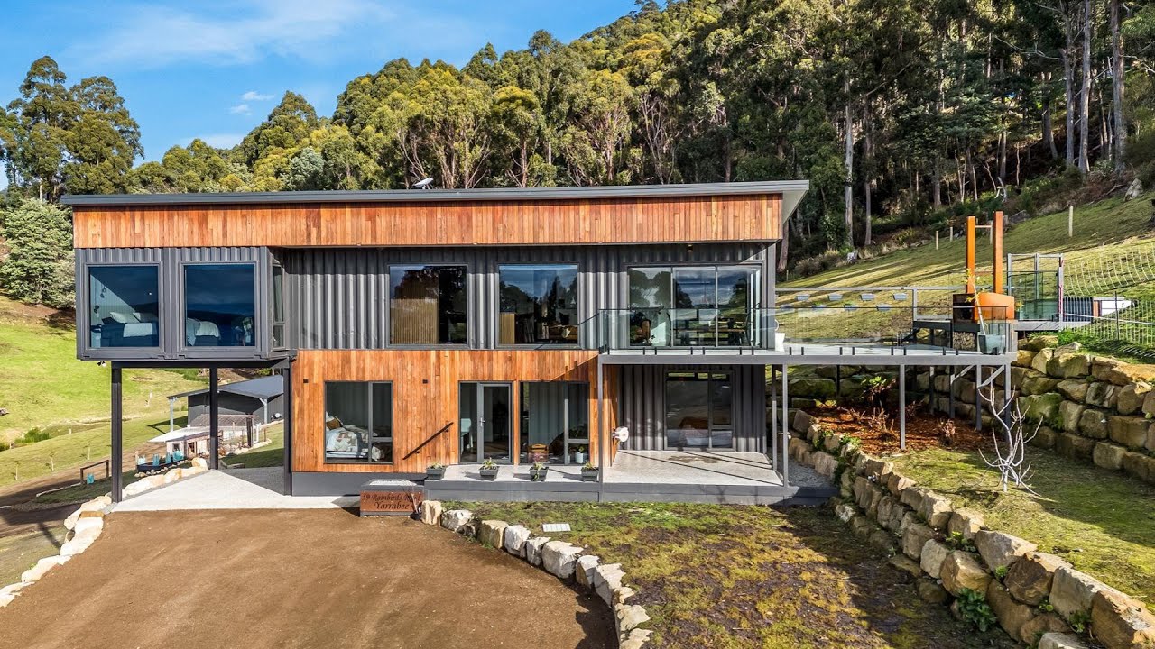 Waterfront 3 Bedroom House Built with 5 Shipping Containers - YouTube