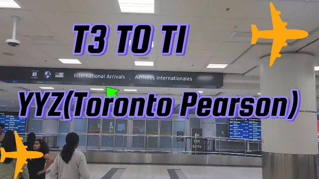 Toronto Pearson Airport Terminal 3 to Terminal 1 - YouTube