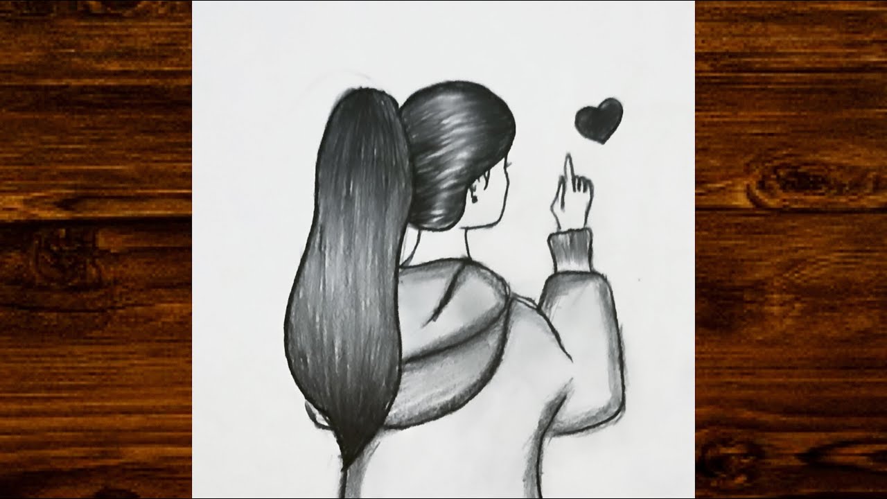 How to draw a girl with a heart for beginners | Drawing a girl with a ...