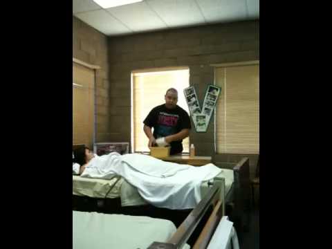CNA training- Upper body bed bath - YouTube