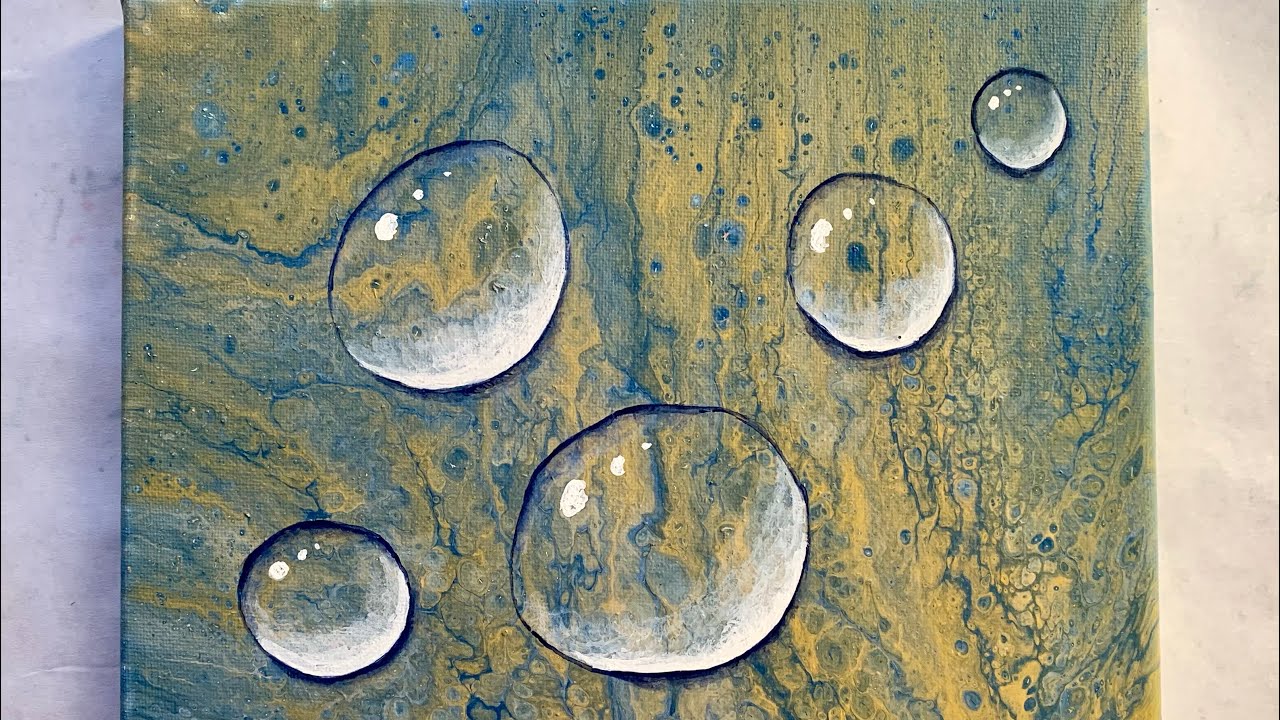 Water drops painted over acrylic pour Art Tutorial. Satisfying Fluid ...
