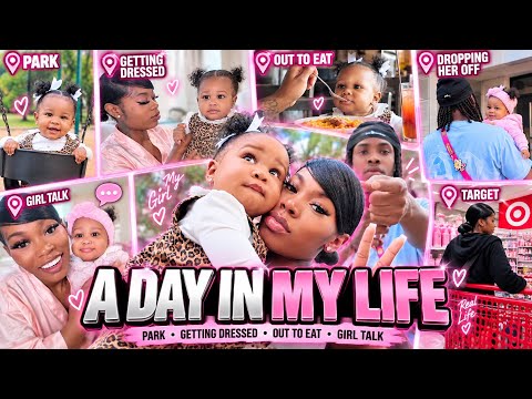 A DAY IN MY LIFE AS A GIRL MOM !! (DROPS BABY OFF WITH HER DADDY) MOMMY ERA
