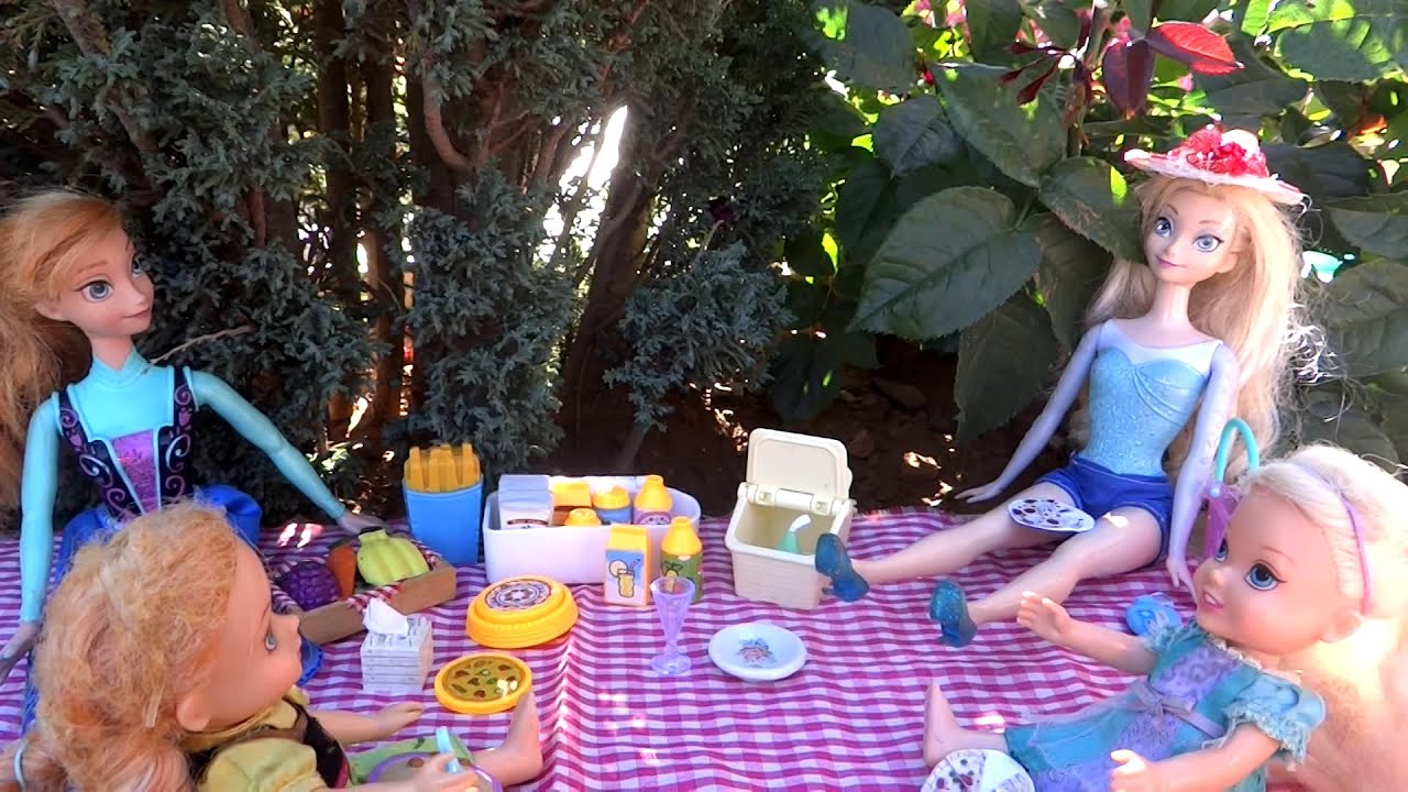 Picnic ! Elsa and Anna toddlers - Picnic - Barbie - Hide & Seek - Tag ...