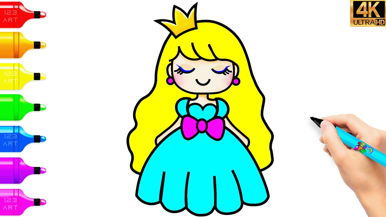 PRENSES KIZ RESMİ ÇİZİMİ 🧚👗💖PRENSES - PERİ KIZI NASIL ÇİZİLİR KOLAY 😍 ...