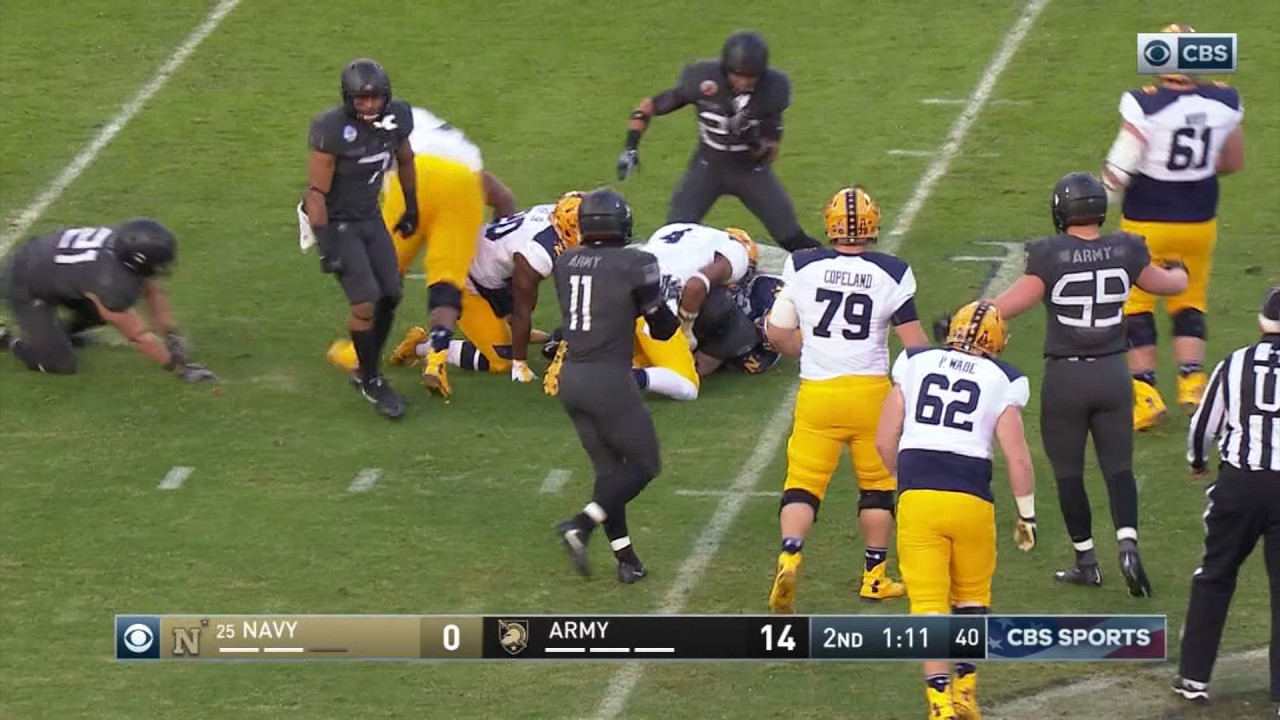 Army Football: Rhyan England Interception vs. Navy 12-10-16 - YouTube