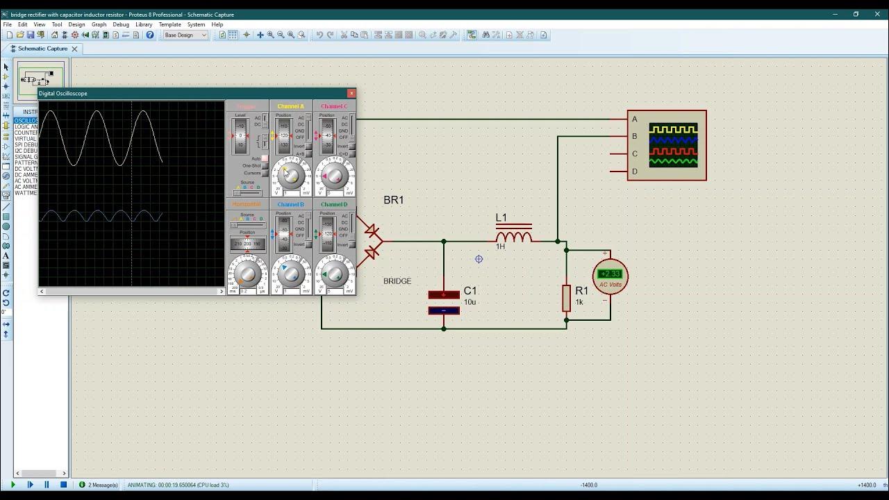 How to Simulate Bridge Rectifier with Resistor, Inductor and Capacitor ...